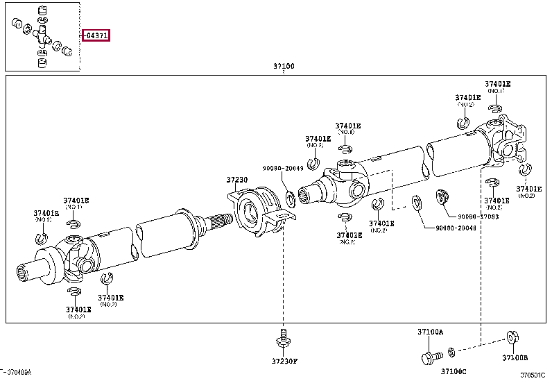 SPIDER KIT, UNIVERSAL JOINT(FOR PROPELLER SHAFT) 04371-0K082 (номер ...