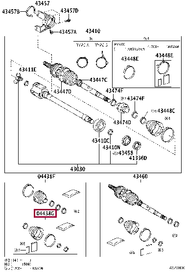 BOOT KIT, FRONT DRIVE SHAFT INBOARD JOINT, RH 04437-33070 (номер toyota ...