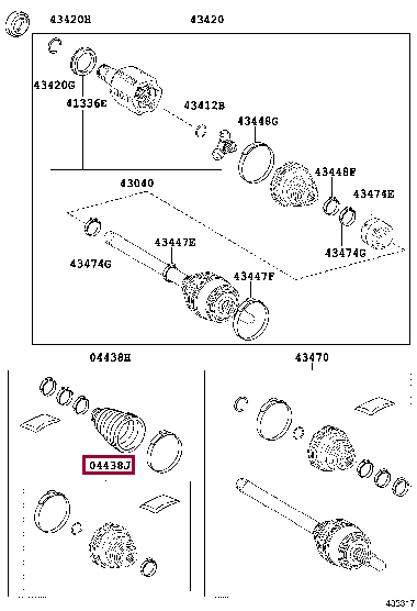 BOOT KIT, FRONT DRIVE SHAFT INBOARD JOINT, LH 04438-78010 (номер toyota ...