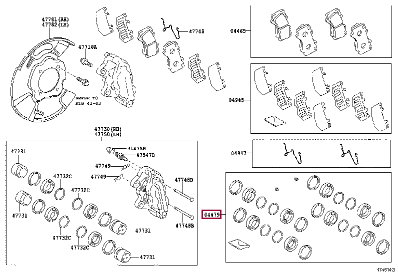 CYLINDER KIT, DISC BRAKE, FRONT 04478-0K140 (номер toyota 044780K140)