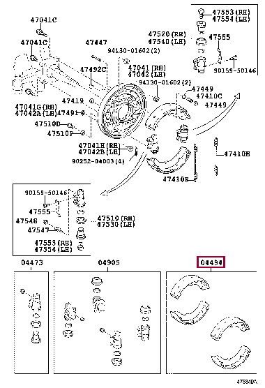 SHOE KIT, REAR BRAKE 04494-36180 (номер toyota 0449436180)