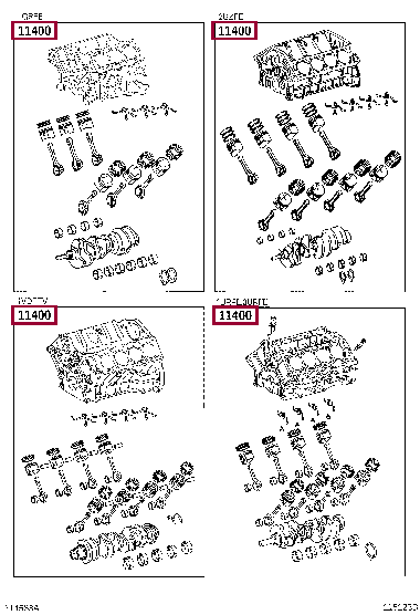 BLOCK ASSY, SHORT 11400-38130 (номер toyota 1140038130)
