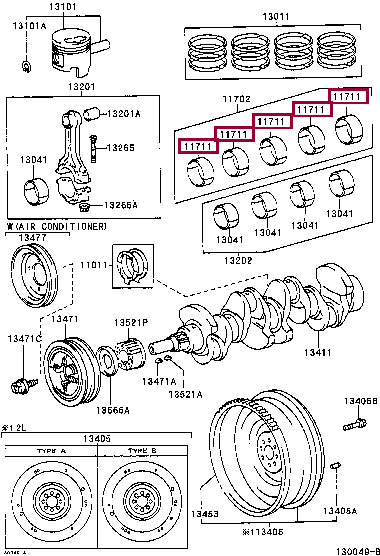 BEARING, CRANKSHAFT 11701-54081-01 (номер toyota 117015408101)