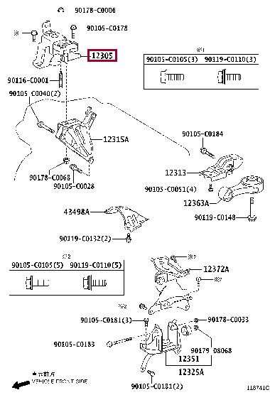 INSULATOR SUB-ASSY, ENGINE MOUNTING, RH 12305-0Y100 (номер toyota ...