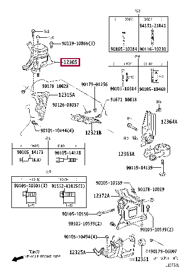 INSULATOR SUB-ASSY, ENGINE MOUNTING, RH 12305-21220 (номер toyota ...