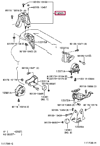 INSULATOR SUB-ASSY, ENGINE MOUNTING, RH 12305-22100 (номер toyota ...