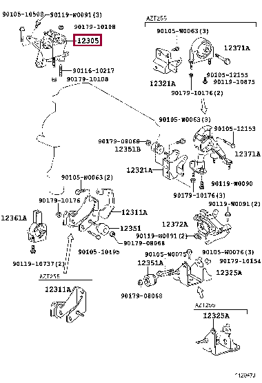 INSULATOR SUB-ASSY, ENGINE MOUNTING, RH 12305-28160 (номер toyota ...