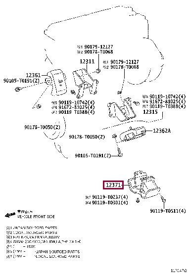 INSULATOR, ENGINE MOUNTING, REAR NO.1 12371-0C101 (номер toyota 123710C101)