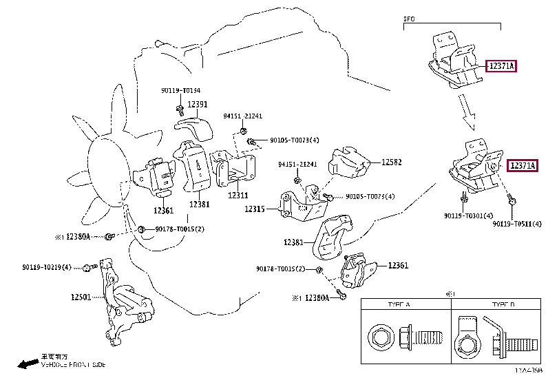 INSULATOR, ENGINE MOUNTING, REAR 12371-0L200 (номер toyota 123710L200)
