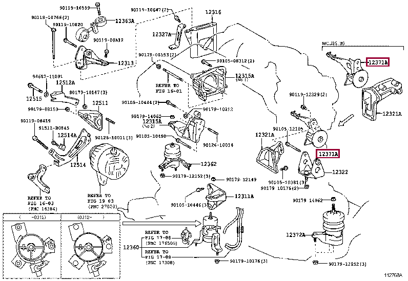 INSULATOR, ENGINE MOUNTING, REAR 12371-20100 (номер toyota 1237120100)