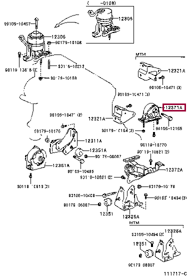 Подушка двигателя 12371-28031 (номер toyota 1237128031)