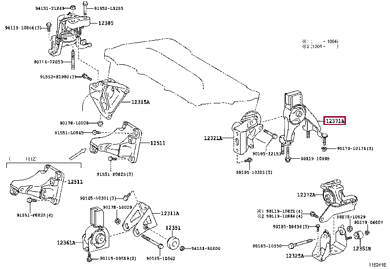 INSULATOR, ENGINE MOUNTING, REAR 12371-37070 (номер toyota 1237137070)