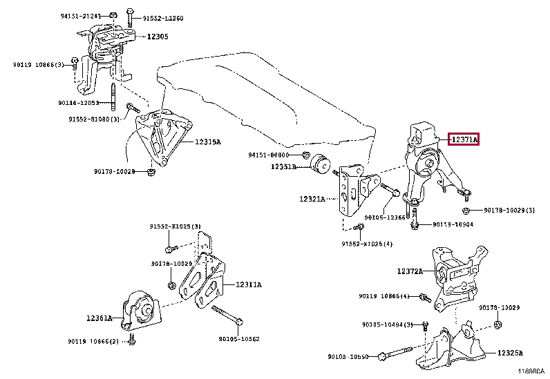INSULATOR, ENGINE MOUNTING, REAR 12371-37350 (номер toyota 1237137350)