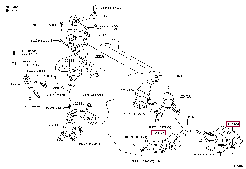 INSULATOR, ENGINE MOUNTING, LH(FOR TRANSVERSE ENGINE) 12372-03080 ...