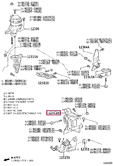 INSULATOR, ENGINE MOUNTING, LH(FOR TRANSVERSE ENGINE) 12372-0M160 ...