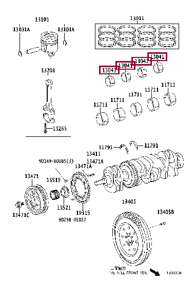 BEARING, CONNECTING ROD 13041-0R020-05 (номер toyota 130410R02005)