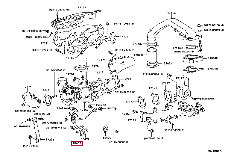 PIPE SUB-ASSY, TURBO OIL INLET 15407-67010 (номер toyota 1540767010)