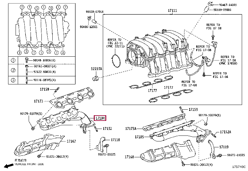 MANIFOLD SUB-ASSY, EXHAUST, RH 17104-50230 (номер toyota 1710450230)