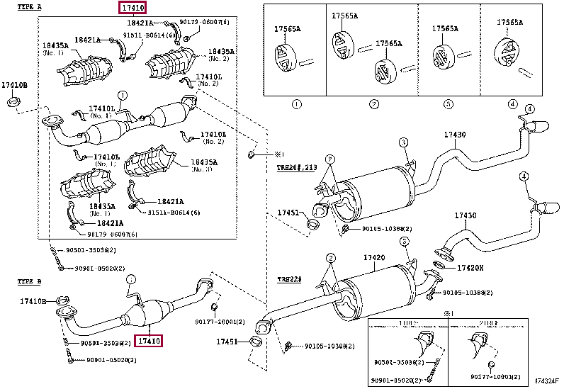 PIPE ASSY, EXHAUST, FRONT 17410-75550 (номер toyota 1741075550)