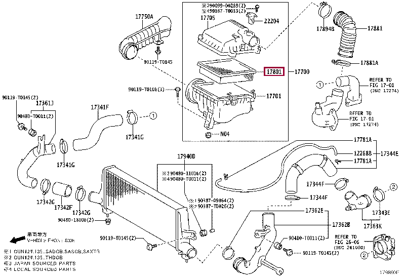 Фильтр воздушный 17801-0L050 (номер toyota 178010L050)
