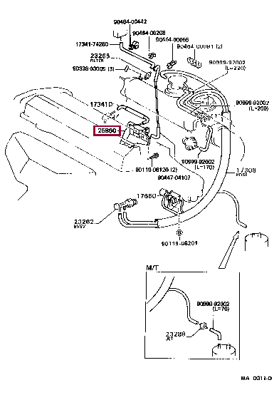 VALVE ASSY, VACUUM SWITCHING, NO.1 25860-74050 (номер toyota 2586074050)