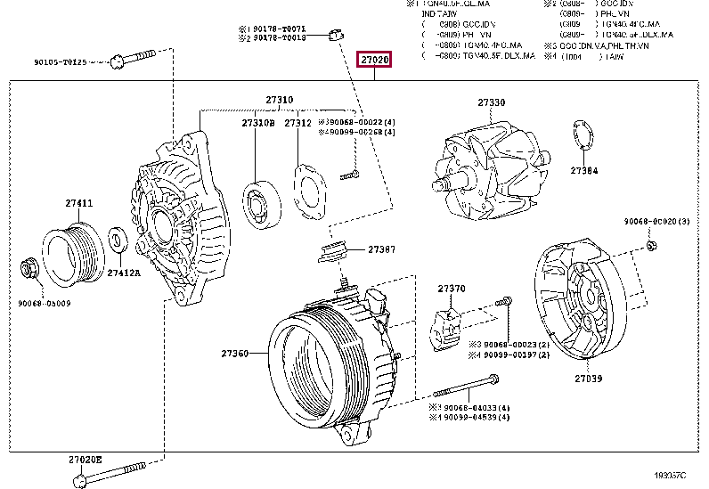 ALTERNATOR ASSY 27060-0C020 (номер toyota 270600C020)