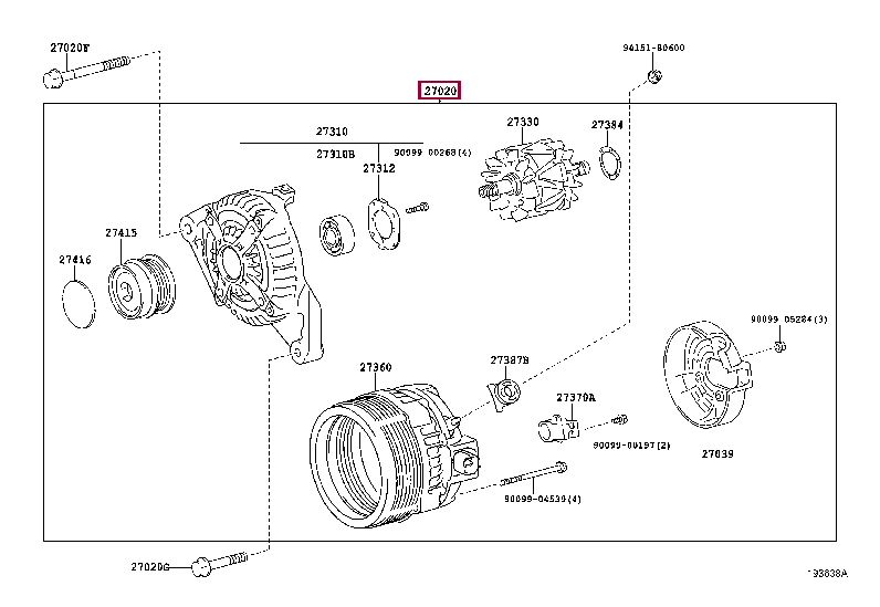 ALTERNATOR ASSY 27060-36080 (номер toyota 2706036080)