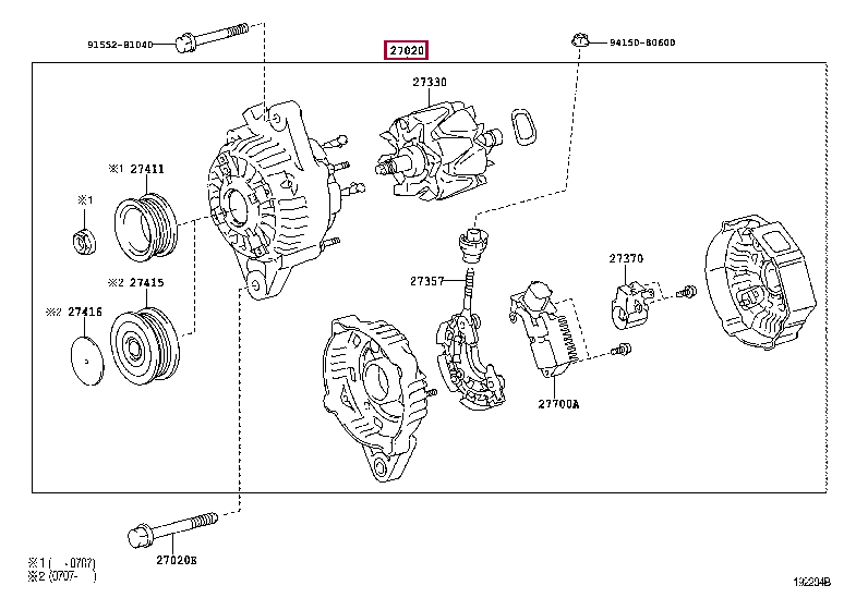 ALTERNATOR ASSY 27060-75490 (номер toyota 2706075490)