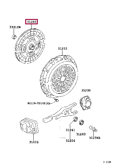 DISC ASSY, CLUTCH 31250-0K310 (номер toyota 312500K310)