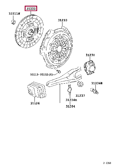 DISC ASSY, CLUTCH 31250-0K440 (номер toyota 312500K440)