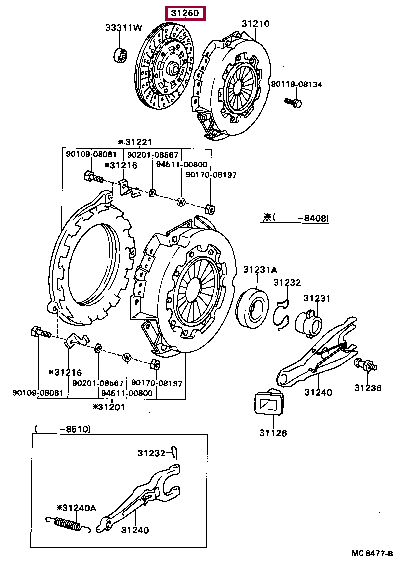 DISC ASSY, CLUTCH 31250-36450 (номер toyota 3125036450)