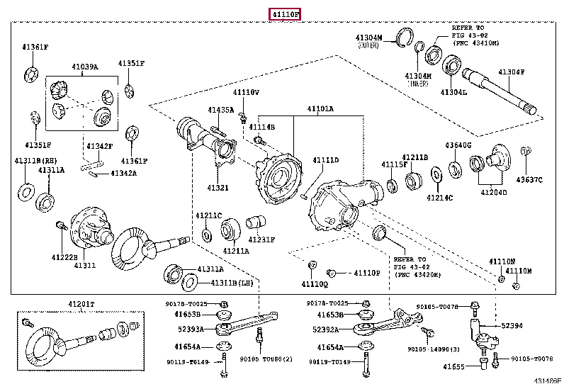 CARRIER ASSY, DIFFERENTIAL, FRONT 41110-0K251 (номер toyota 411100K251)