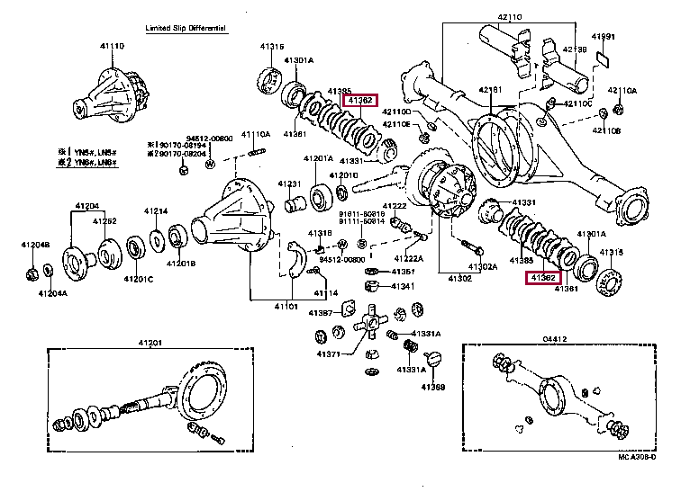 WASHER, REAR DIFFERENTIAL SIDE GEAR THRUST, NO.2 41361-35161 (номер ...