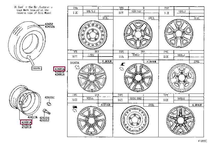 WHEEL, DISC (FOR REAR) 42601-60612 (номер toyota 4260160612)