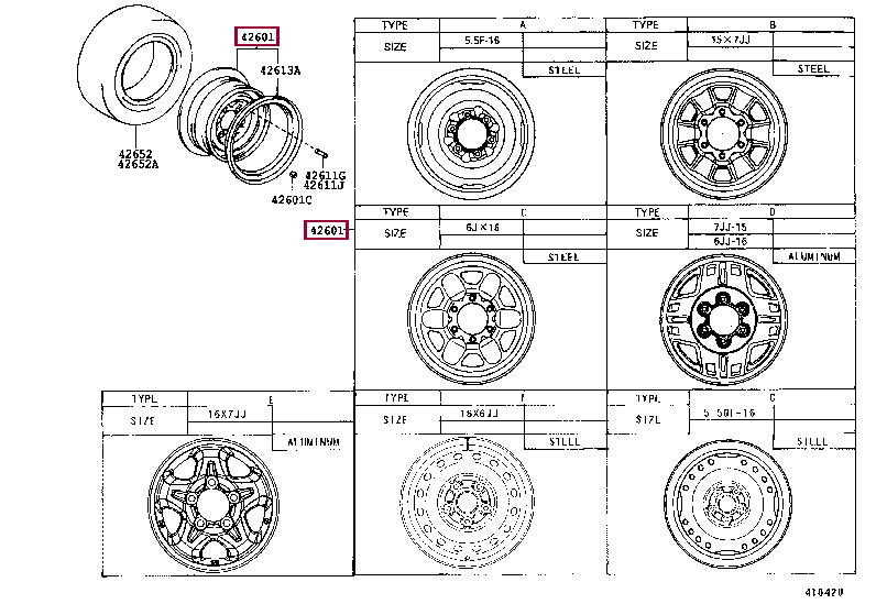 WHEEL, DISC 42610-60320 (номер toyota 4261060320)