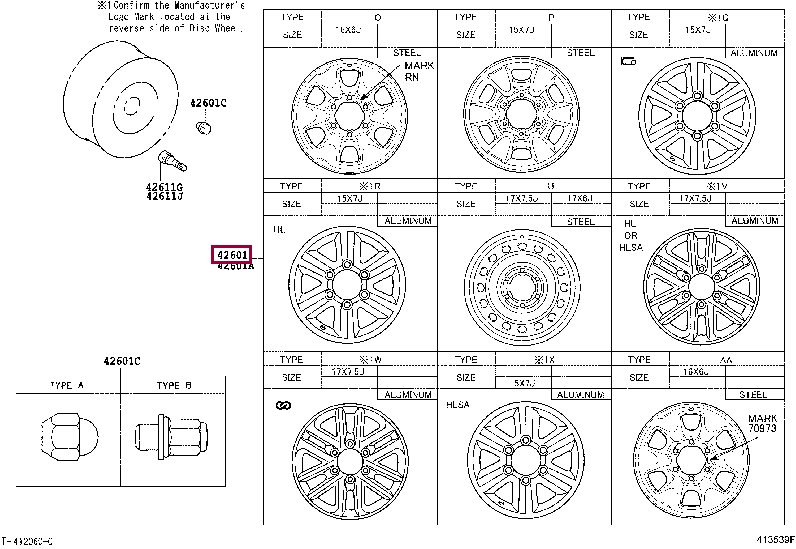 WHEEL, DISC (FOR SPARE) 42611-0K224 (номер toyota 426110K224)