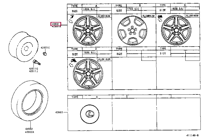 WHEEL, DISC (FOR SPARE) 42611-48030 (номер toyota 4261148030)