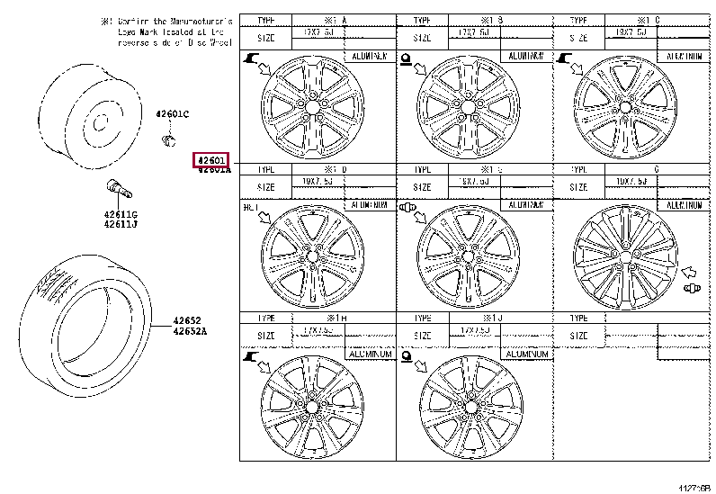 WHEEL, DISC (FOR SPARE) 42611-48480 (номер toyota 4261148480)