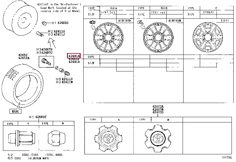 WHEEL, DISC (FOR REAR) 42611-60420 (номер toyota 4261160420)