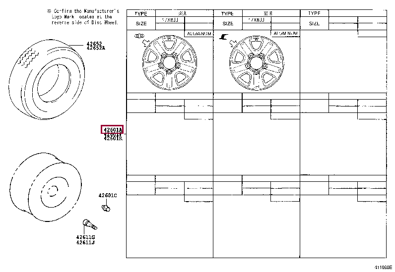 WHEEL, DISC (FOR REAR) 42611-60600 (номер toyota 4261160600)