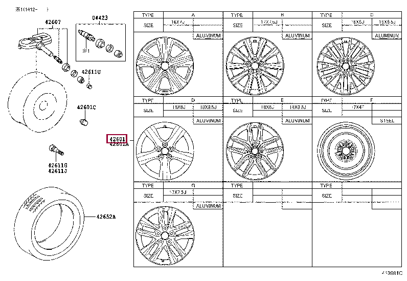 WHEEL, DISC 4261A-53401 (номер toyota 4261A53401)