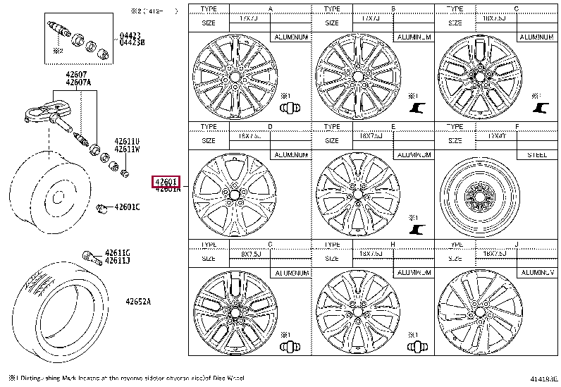 WHEEL, DISC (FOR SPARE) 4261A-78040 (номер toyota 4261A78040)