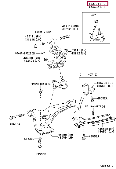 JOINT ASSY, LOWER BALL, FRONT RH 43330-19125 (номер toyota 4333019125)