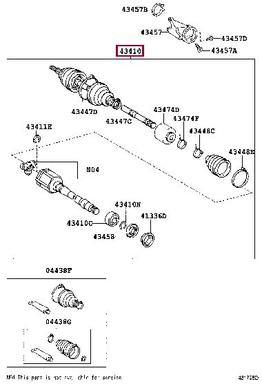 Привод правый в сборе (4341006780) 43410-06A50 (номер toyota 4341006A50)