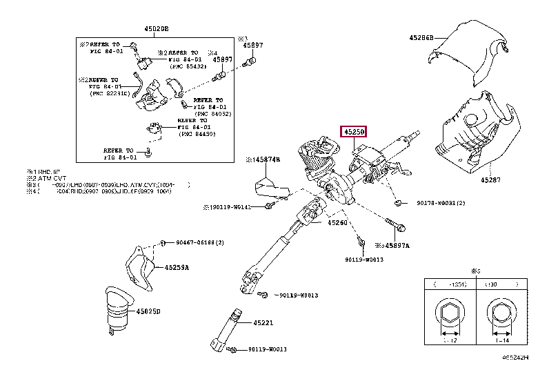 COLUMN ASSY, STEERING 45250-05861 (номер toyota 4525005861)