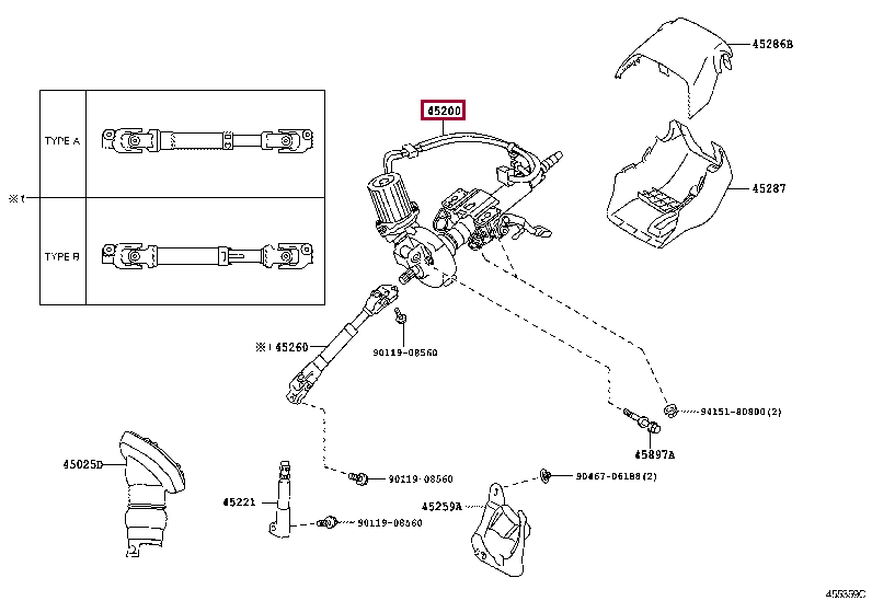 POST ASSY, STEERING 45250-47230 (номер toyota 4525047230)