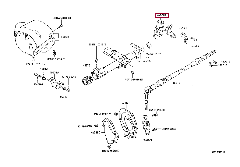 BRACKET ASSY, STEERING COLUMN, UPPER 45280-12341 (номер toyota 4528012341)