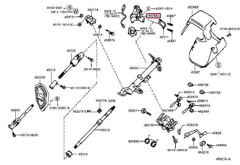 BRACKET ASSY, STEERING COLUMN, UPPER 45280-28240 (номер toyota 4528028240)