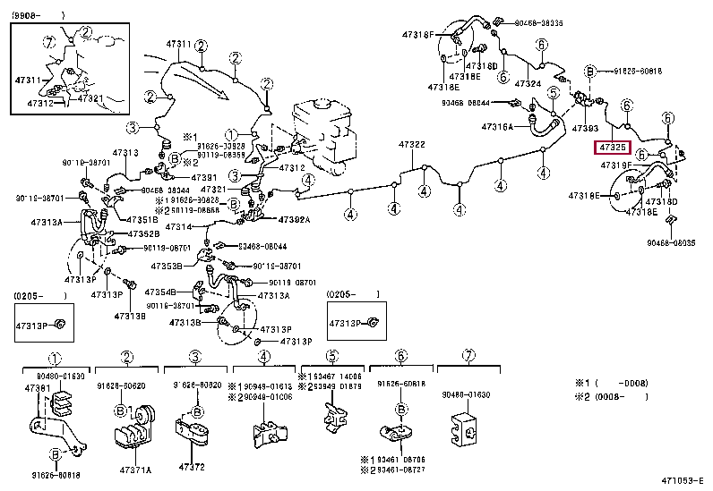 Трубка задняя левая (ABS & VSC) 47325-60252 (номер toyota 4732560252)