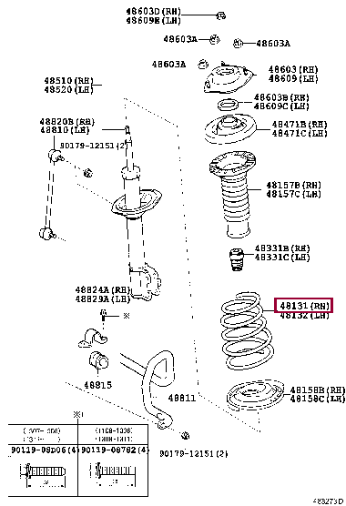 SPRING, FRONT COIL, LH 48131-33B90 (номер toyota 4813133B90)